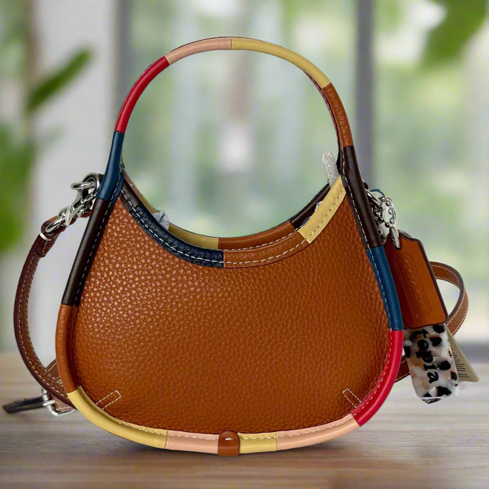 Coach Mini Ergo Bag Coachtopia Brown Leather 90s Rainbow Crossbody CQ8 ...