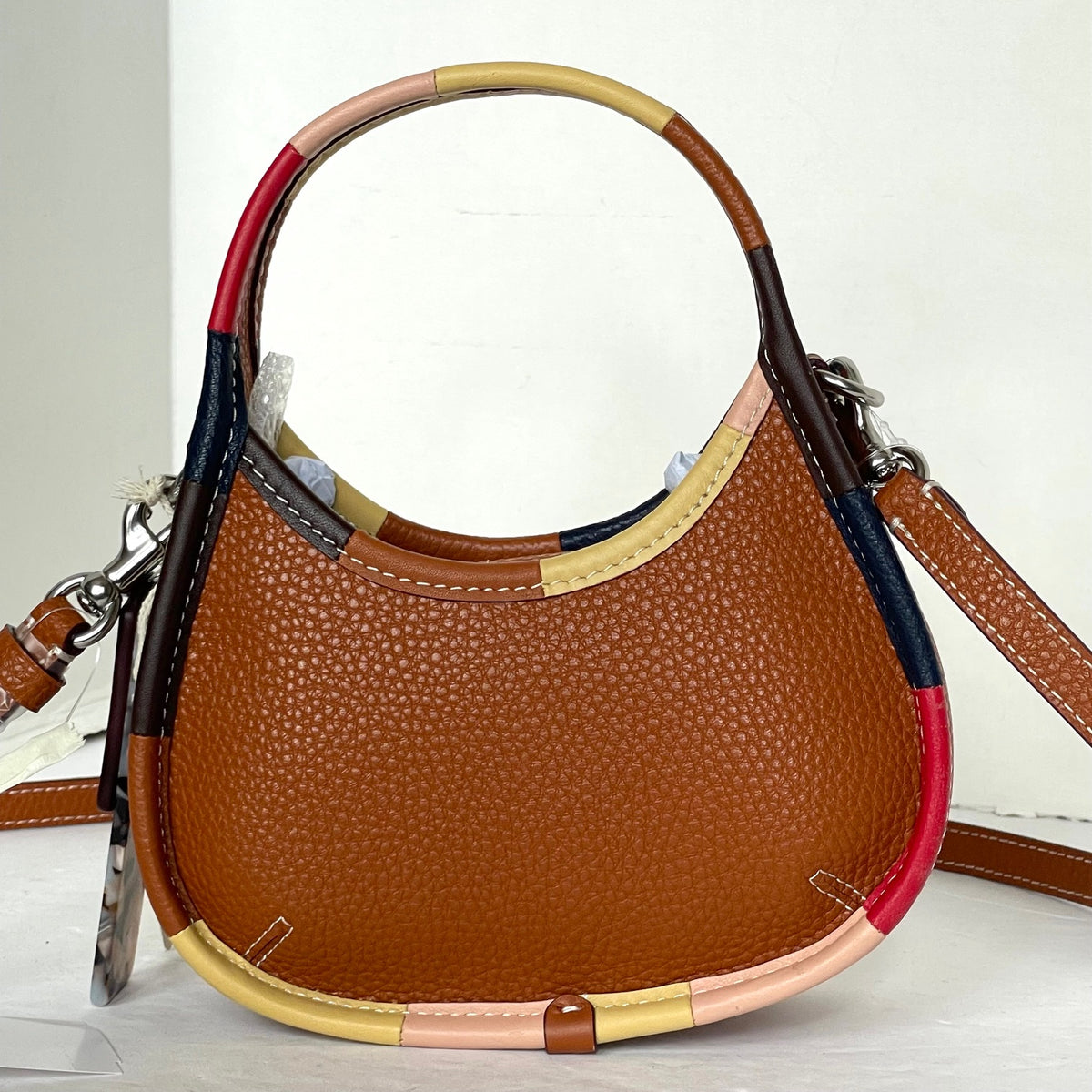 Coach Mini Ergo Bag Coachtopia Brown Leather 90s Rainbow Crossbody CQ8 ...